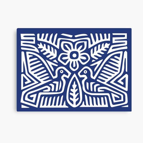 Lienzo «hermosa mola kuna de Panamá en azul pájaro» de Melquidedec ...