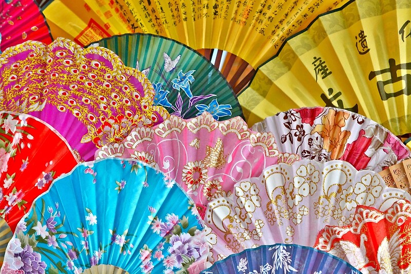 "Colorful Chinese Fans" by Alexandra Lavizzari | Redbubble