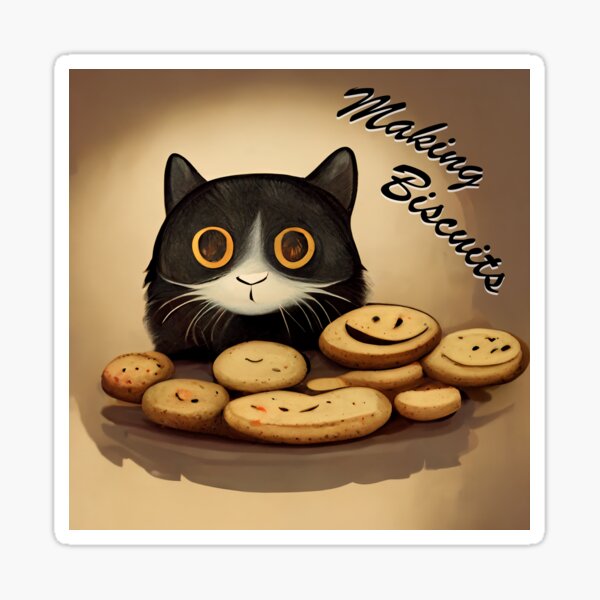 "Cute Black Funny Cat Making Biscuits With Love" Sticker for Sale by ...