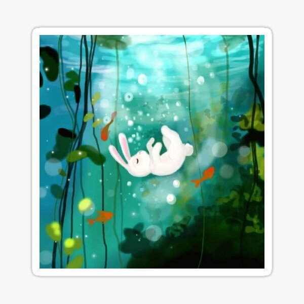 "drowning bunny" Sticker for Sale by Calizta | Redbubble