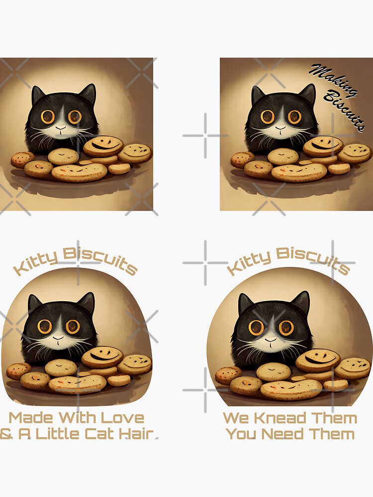 "Cute Black Funny Cat Making Biscuits With Love Sticker Pack" Sticker ...
