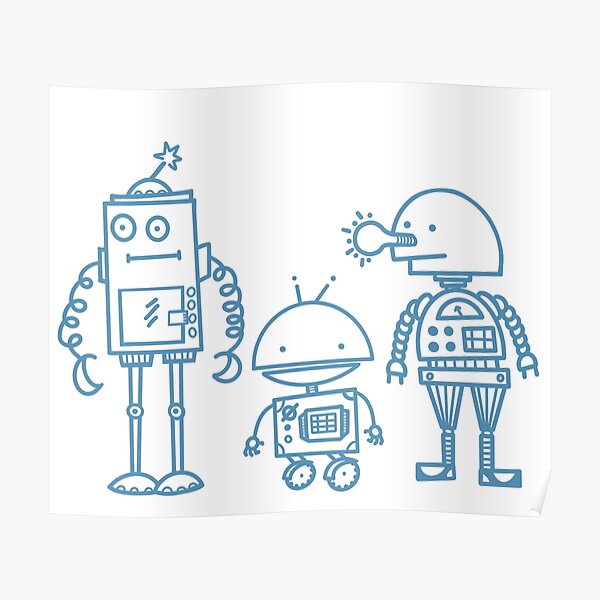 "Blue robot trio" Poster for Sale by acbcesarz | Redbubble