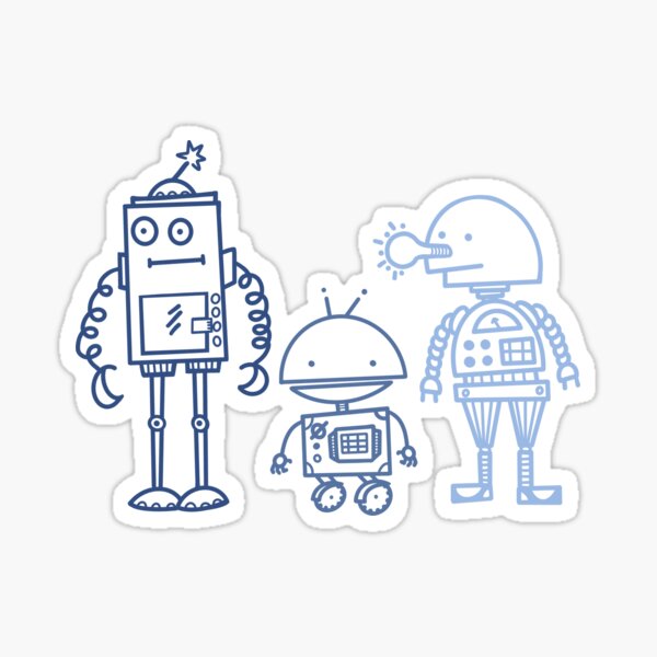 "Robots in blues" Sticker for Sale by acbcesarz | Redbubble