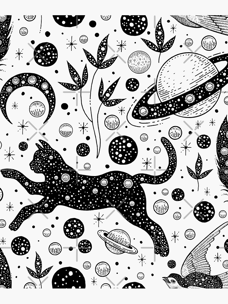 "Black cat drawing" Sticker for Sale by Dexshoptshirt | Redbubble