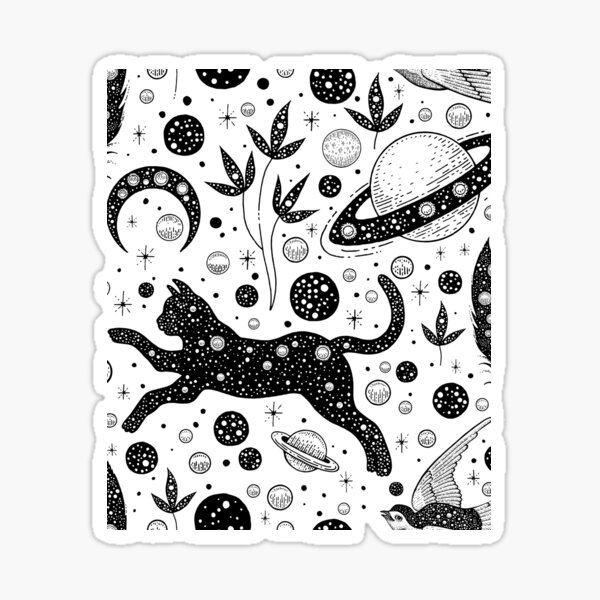 "Black cat drawing" Sticker for Sale by Dexshoptshirt | Redbubble