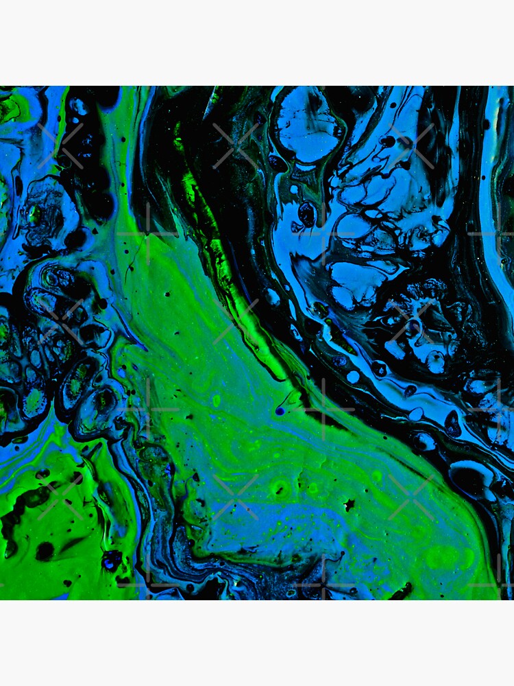 "Psychedelic Dark Blue & Green Trippy Liquid Art Acrylic Liquid Drip ...