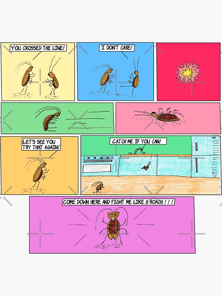 "Roach Kitchen Fight" Sticker for Sale by ElBoxa | Redbubble