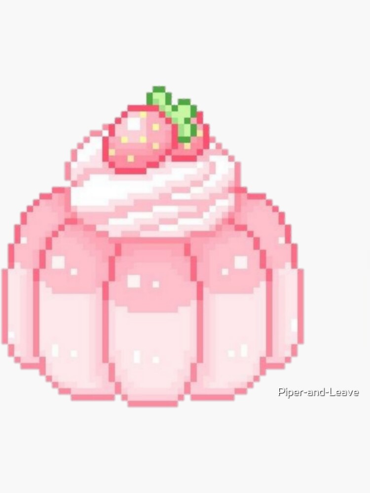 "Strawberry Bunt Cake Pixel Art" Sticker for Sale by Piper-and-Leave ...