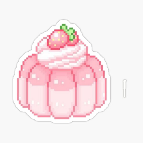 "Strawberry Bunt Cake Pixel Art" Sticker for Sale by Piper-and-Leave ...