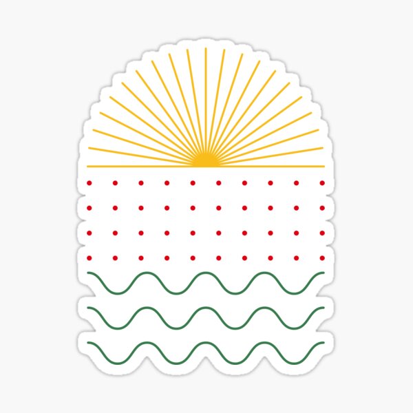 "Misty morning Rasta colored sunset sunrise dotted line art abstract ...