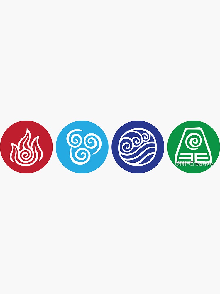 "Avatar Element Symbols - Long Circles" Sticker for Sale by ONI ...