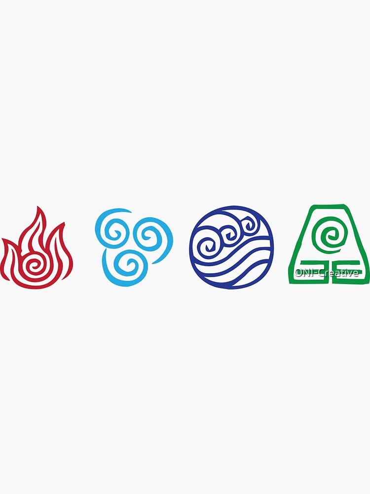 "Avatar Element Symbols - Long" Sticker for Sale by ONI-Creative ...