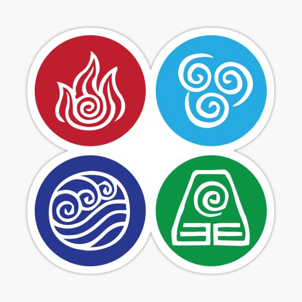 "Avatar Element Symbols - Square Circles" Sticker for Sale by ONI ...