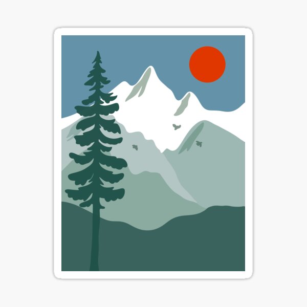 "mountain scape forest scene portrait" Sticker for Sale by Laurenlizfox ...