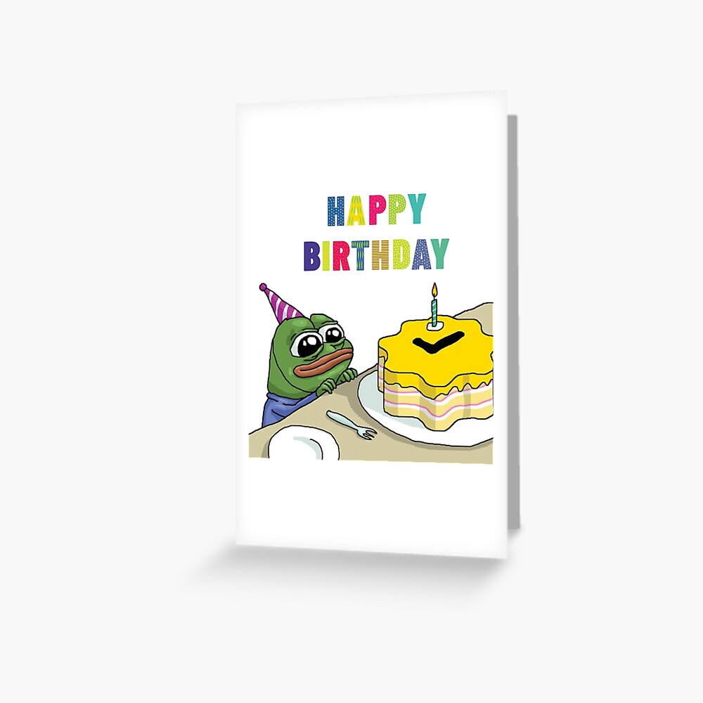 "Birthday Pepe the Frog with cake meme" Greeting Card for Sale by ...