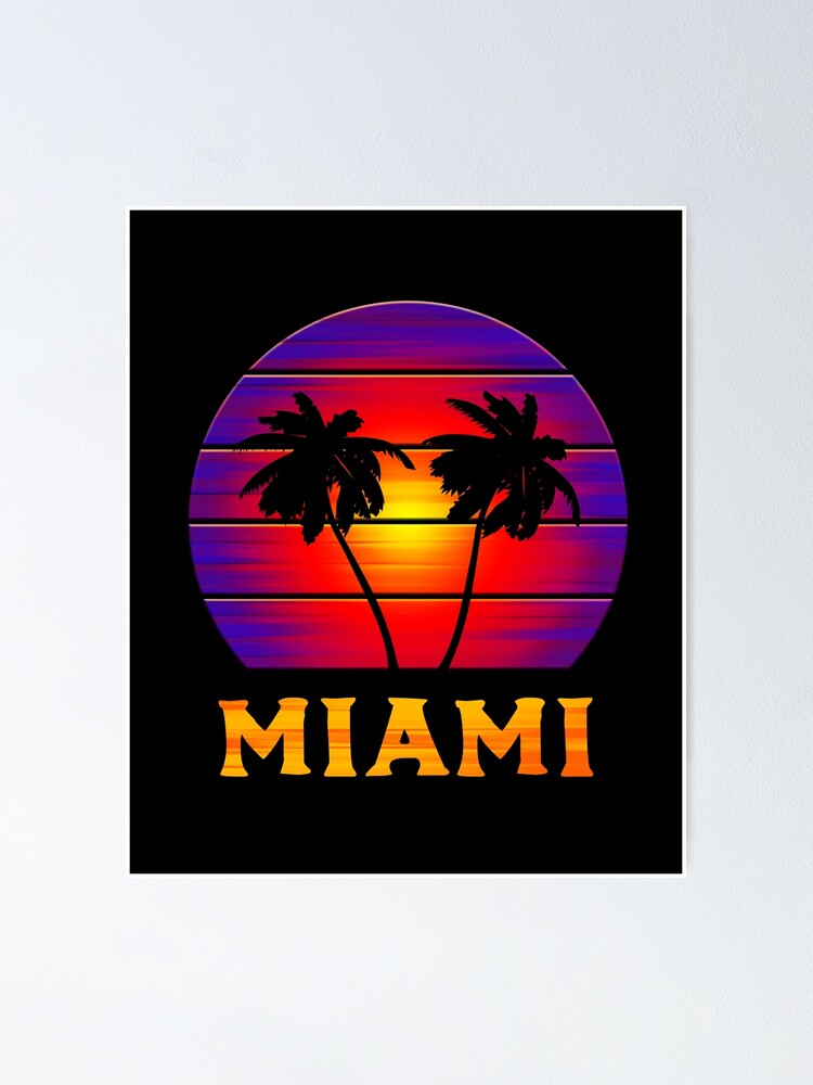 "Miami Vacation Souvenir Retro Palm Trees Florida City" Poster for Sale ...