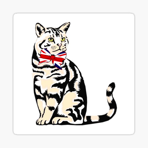 "Larry the Cat with bow tie - White" Sticker for Sale by INSOMNIAC101 ...