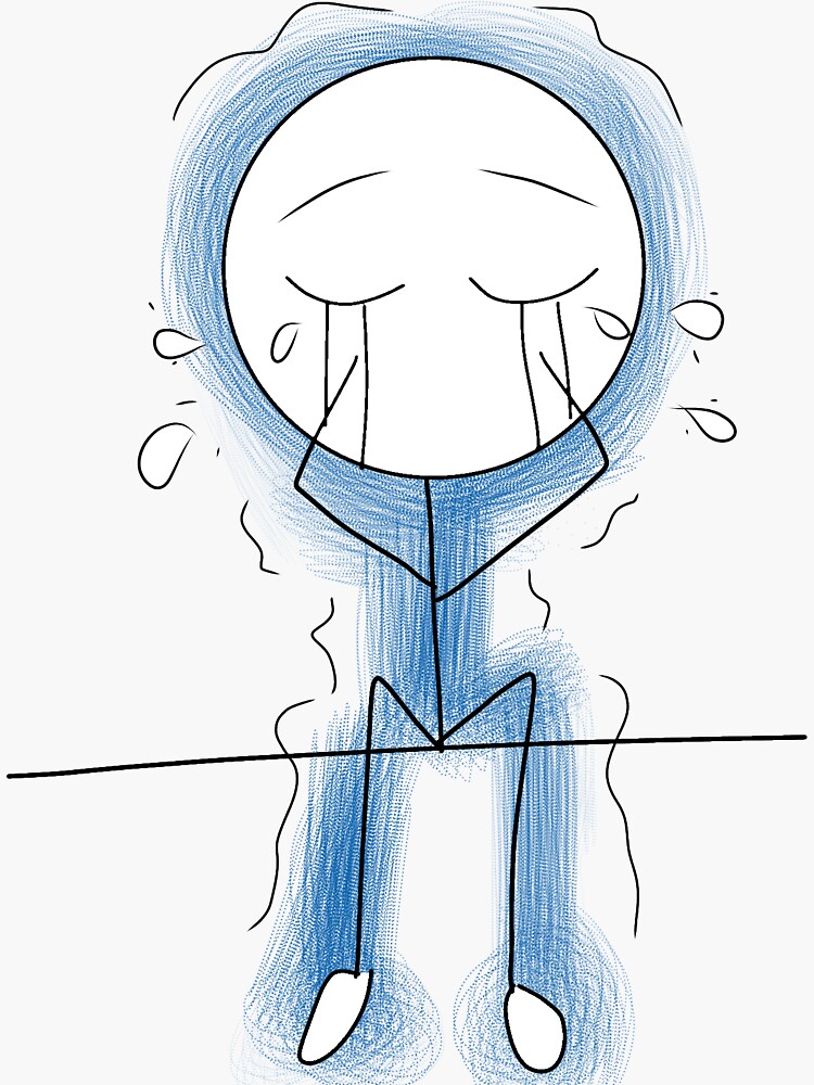 "Crying Blue Emoji Stickman Stick Figures" Sticker for Sale by ...