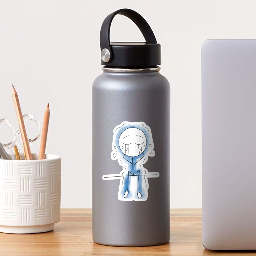 "Crying Blue Emoji Stickman Stick Figures" Sticker for Sale by ...