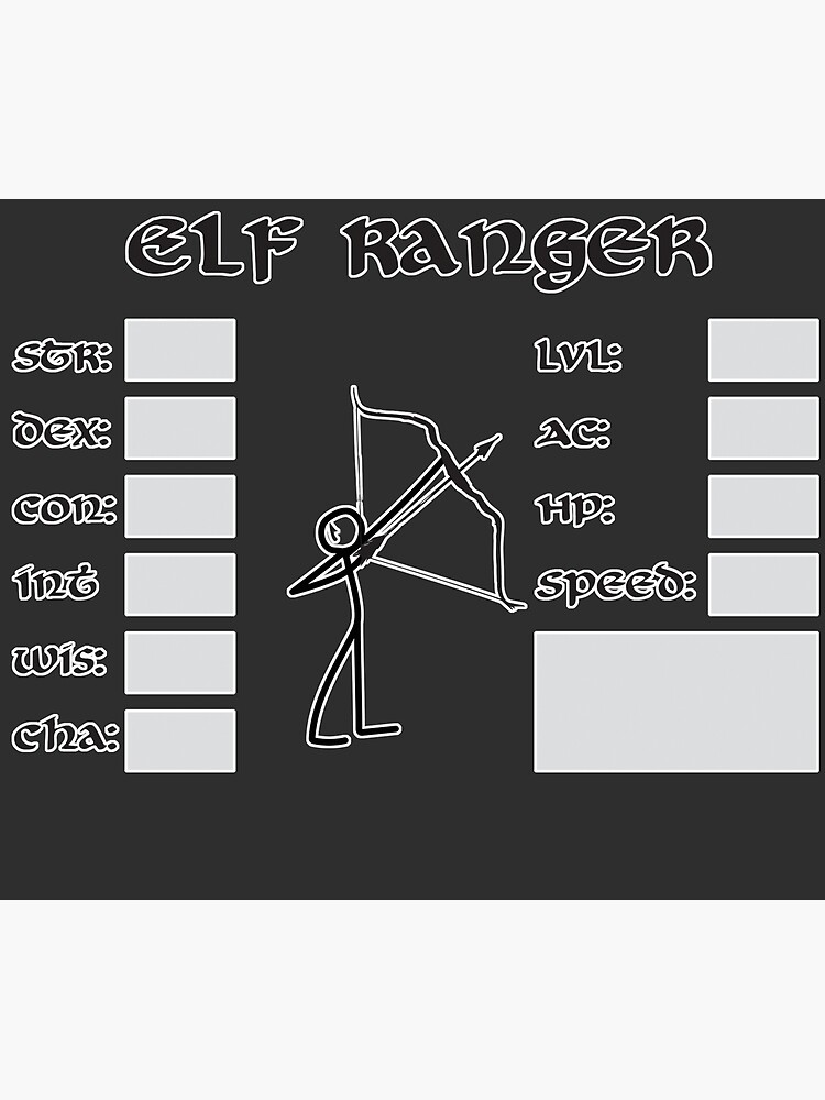 "Elf Ranger DND core character sheet" Poster for Sale by PrintPhrases ...