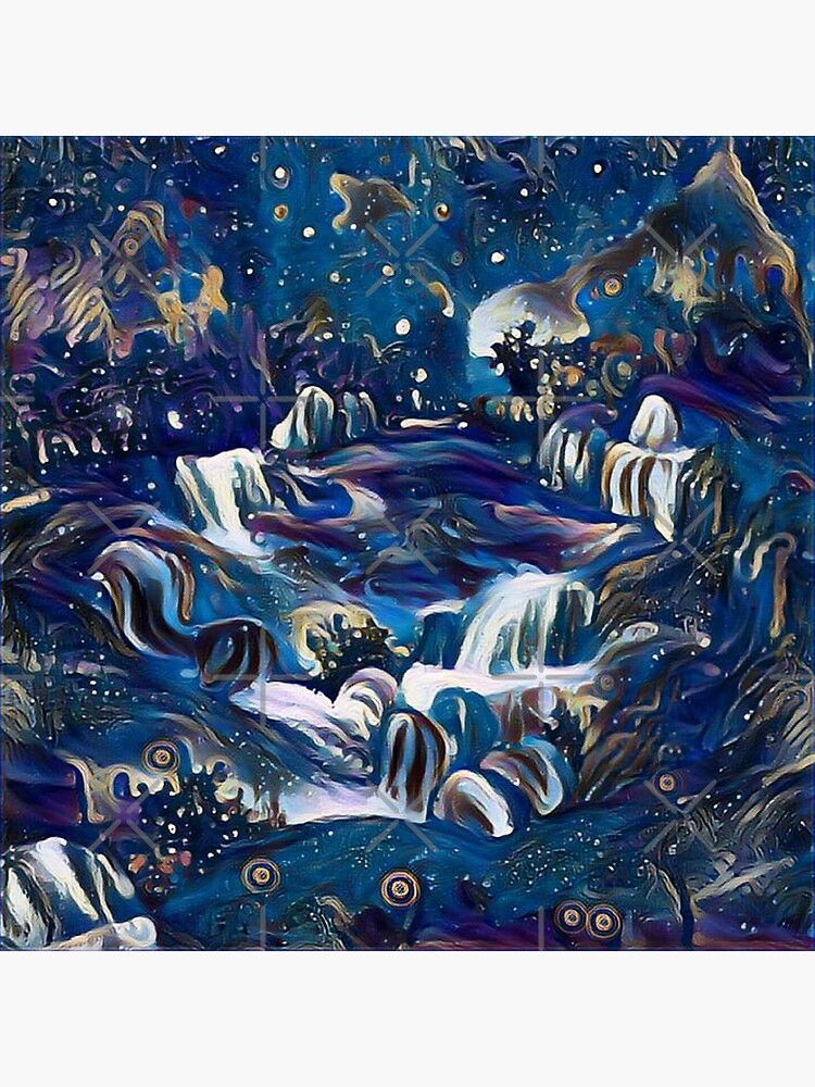 "Moon Night Waterfall abstract art" Sticker for Sale by mdskrzaman ...