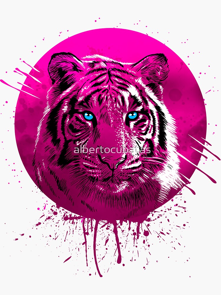"Pink Tiger" Sticker for Sale by albertocubatas | Redbubble