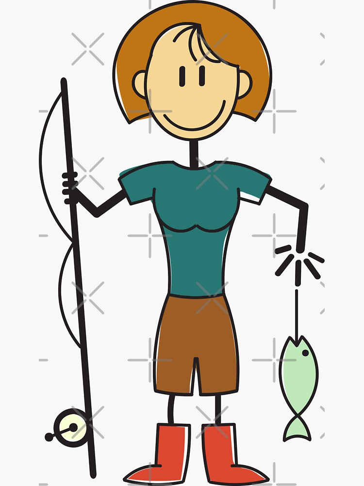 "Cute Girl Fishing" Sticker for Sale by SpecAli | Redbubble