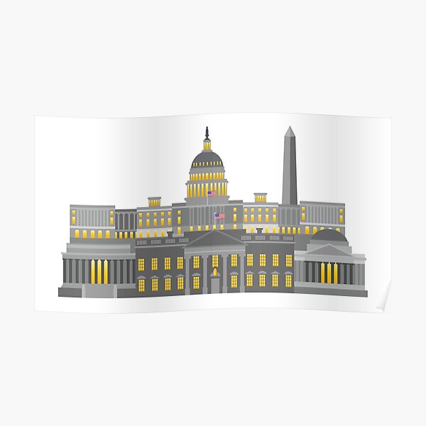 "Washington DC Monuments and Landmarks Illustration" Poster for Sale by ...