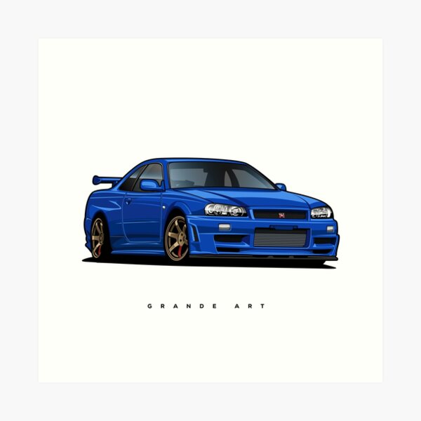 "Nissan Skyline R34 GT-R" Art Print for Sale by -GrandeArt- | Redbubble