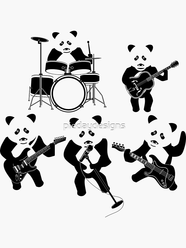 "Panda Rock Panda" Sticker for Sale by piedaydesigns | Redbubble
