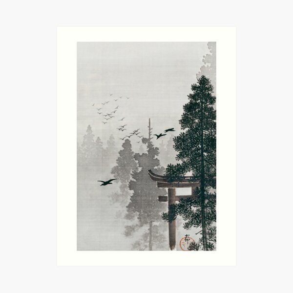 "Japanese Art - Flock of Birds and a Torii Gate by Koson Ohara" Art ...
