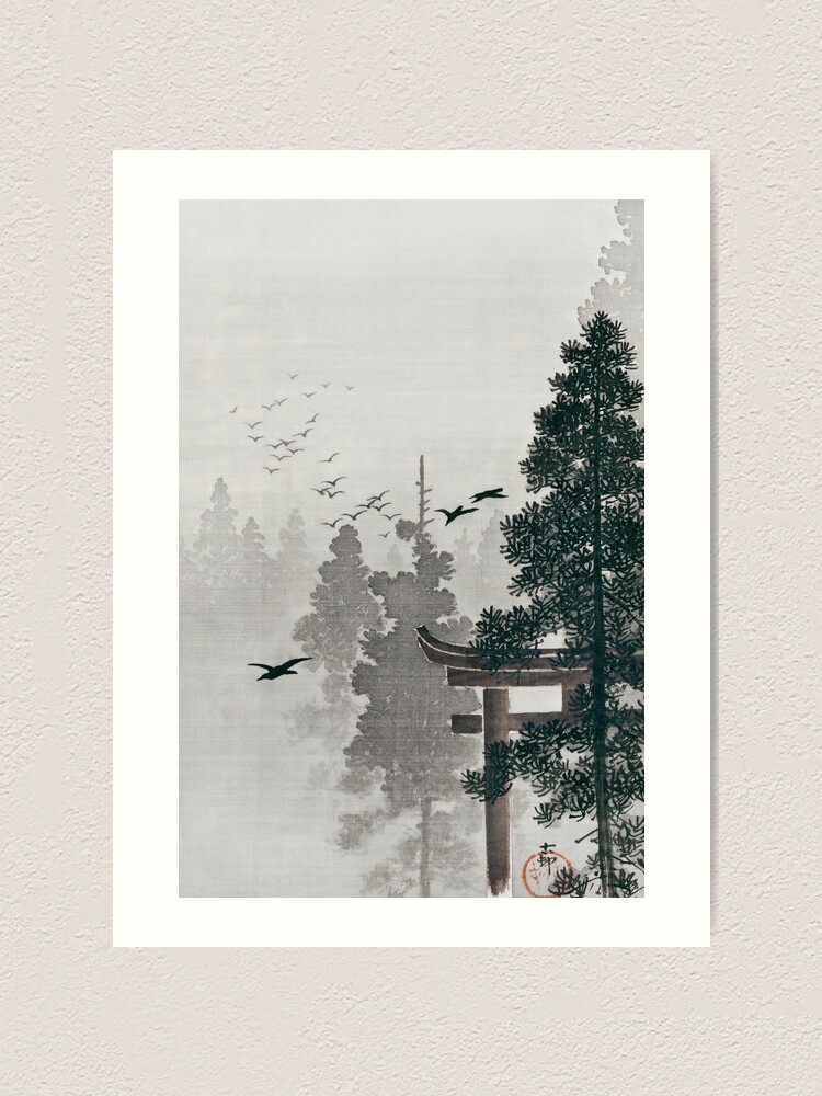 "Japanese Art - Flock of Birds and a Torii Gate by Koson Ohara" Art ...