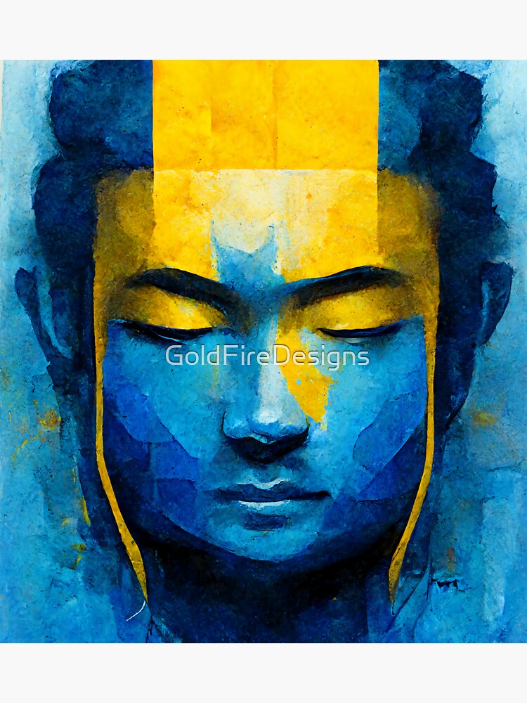 "Blue and yellow Buddha" Sticker for Sale by GoldFireDesigns | Redbubble