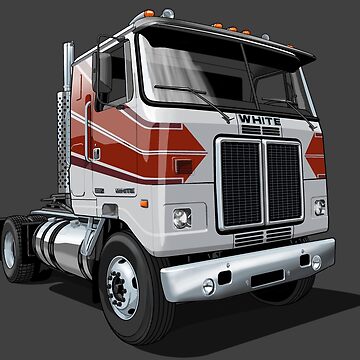 "1980 White Road Commander 2 Cabover Truck in silver" Sticker for Sale ...