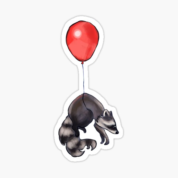 "Cute Racoon Red Balloon" Sticker for Sale by ArtSorceress | Redbubble