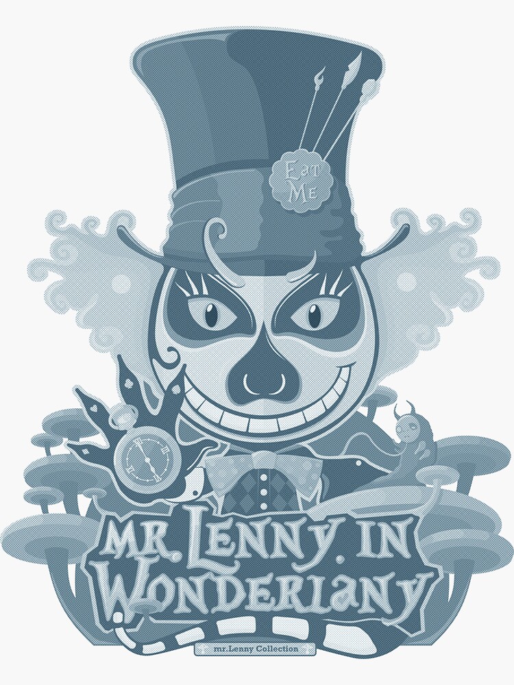 "mr.Lenny in Wonderlany / blue with logo" Sticker for Sale by mr-Lenny ...