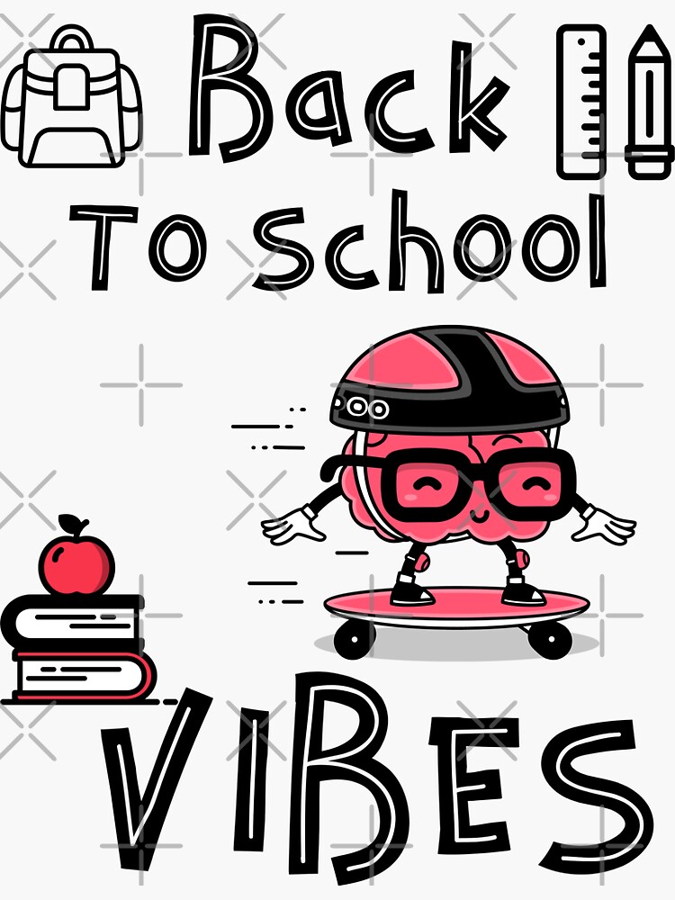 " Back To School Vibes - Fun Graphic &Text Design ( Brain Cartoon ...