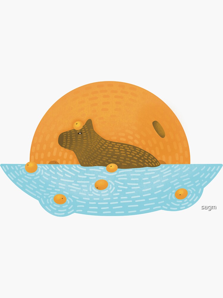 "Capybara swimming with oranges" Sticker for Sale by sagm | Redbubble