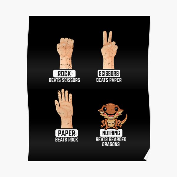 "Rock Paper Scissors Nothing Beats Bearded Dragons" Poster for Sale by ...