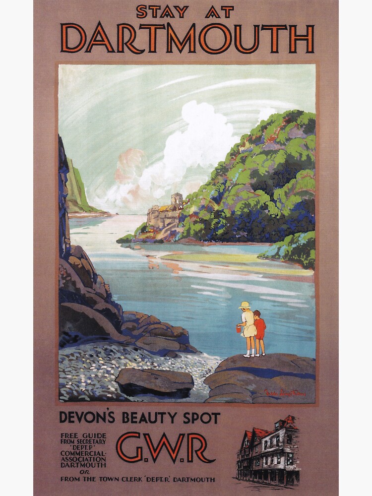 "Dartmouth, Devon - GWR - Vintage Railway Travel Poster - 1930s ...
