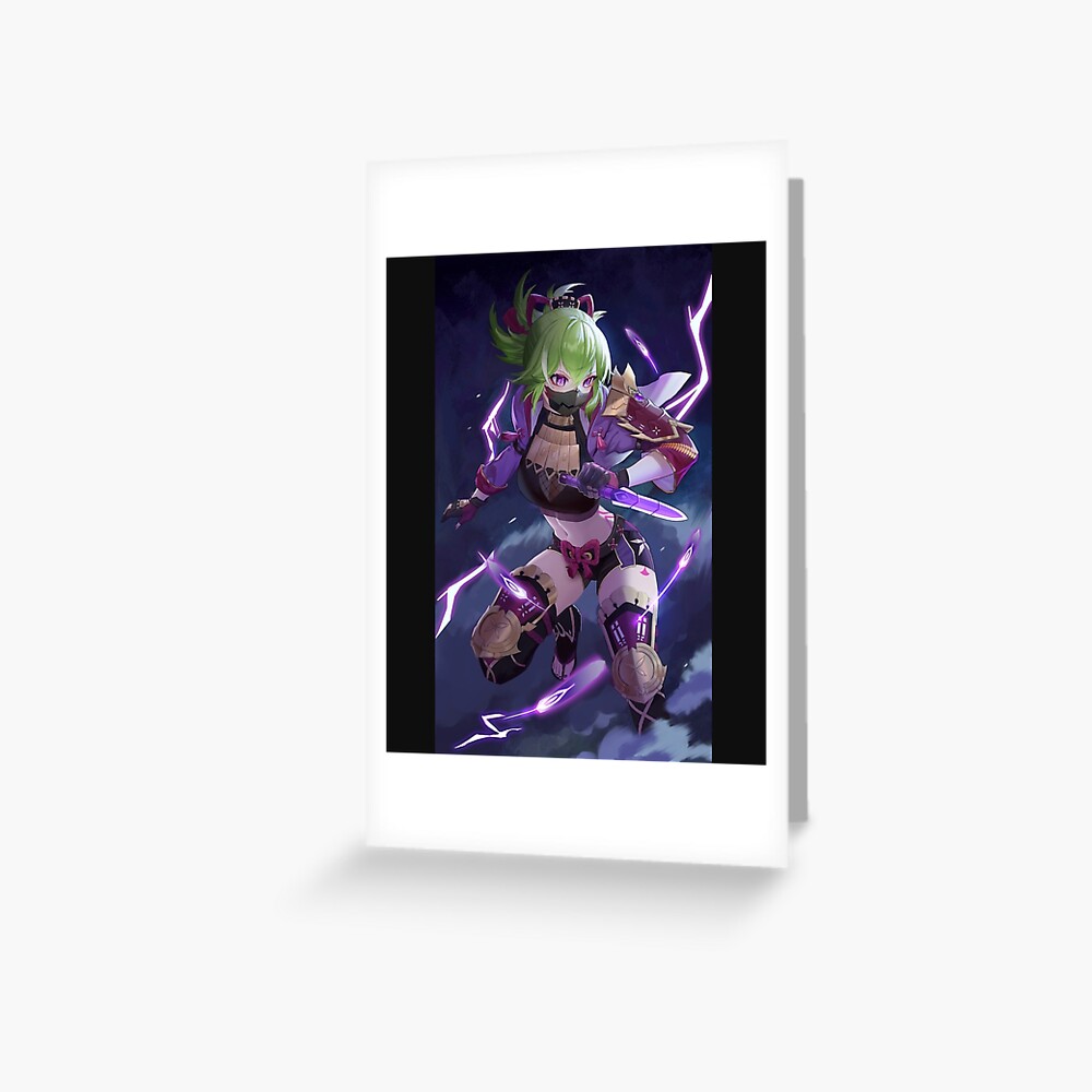 "Kuki Shinobu Genshin Impact Chibi Stickers Set Sticker" Greeting Card ...