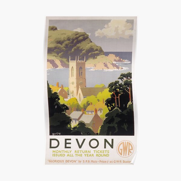 "Devon - GWR - Vintage Railway Travel Poster - 1930s" Poster for Sale by BASlade93 | Redbubble