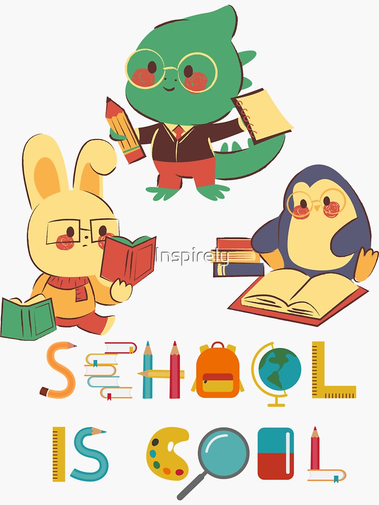"School is cool" Sticker for Sale by Inspirely | Redbubble