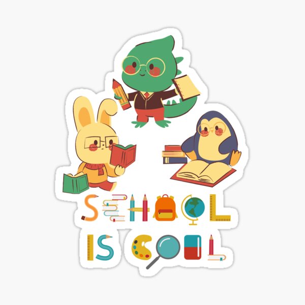 "School is cool" Sticker for Sale by Inspirely | Redbubble