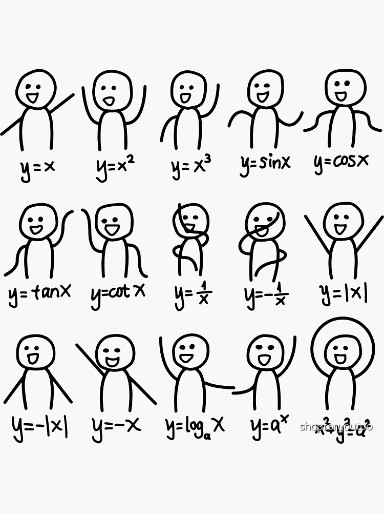 "Algebra Dance Funny Graph Figures Math Equation T-Shirt" Sticker for ...