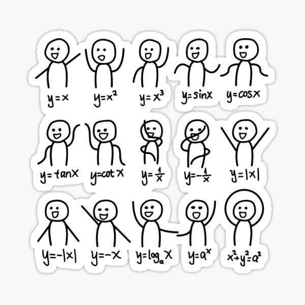 "Algebra Dance Funny Graph Figures Math Equation T-Shirt" Sticker for ...