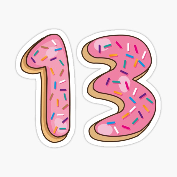 "Number 13 Pink Donut" Sticker for Sale by rosamiaa | Redbubble
