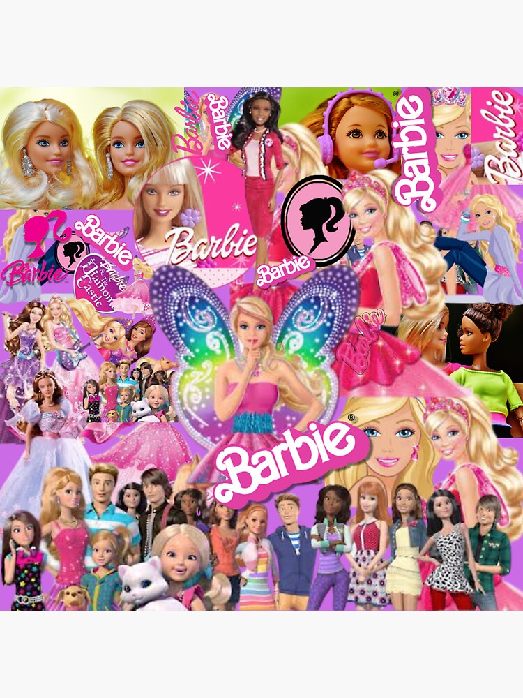 "Cute Barbie Assorted Character and Logo Collage" Sticker for Sale by ...