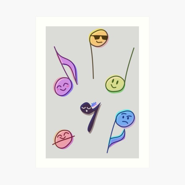 "Happy Music Note Sticker Pack" Art Print for Sale by Five17 | Redbubble