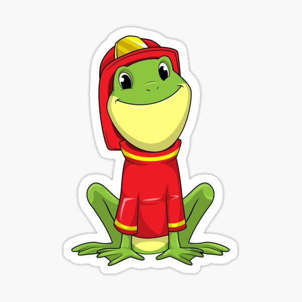 "Frog as Firefighter with Helmet" Sticker by Snabdesign84 | Redbubble